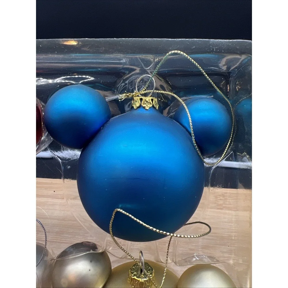 Disney | Holiday | Box 4 Mickey Mouse Ears Head Shaped Glass Christmas ...